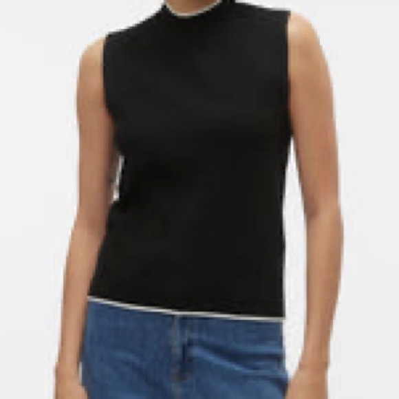 Zara | Tops | Zara Black Knitted Sleeveless High Neck | Poshmark